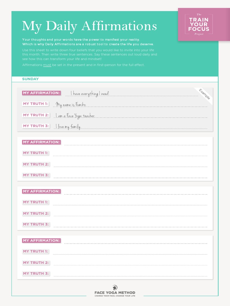 FYM - Train Your Focus Project - Daily Affirmations PDF | PDF | Truth