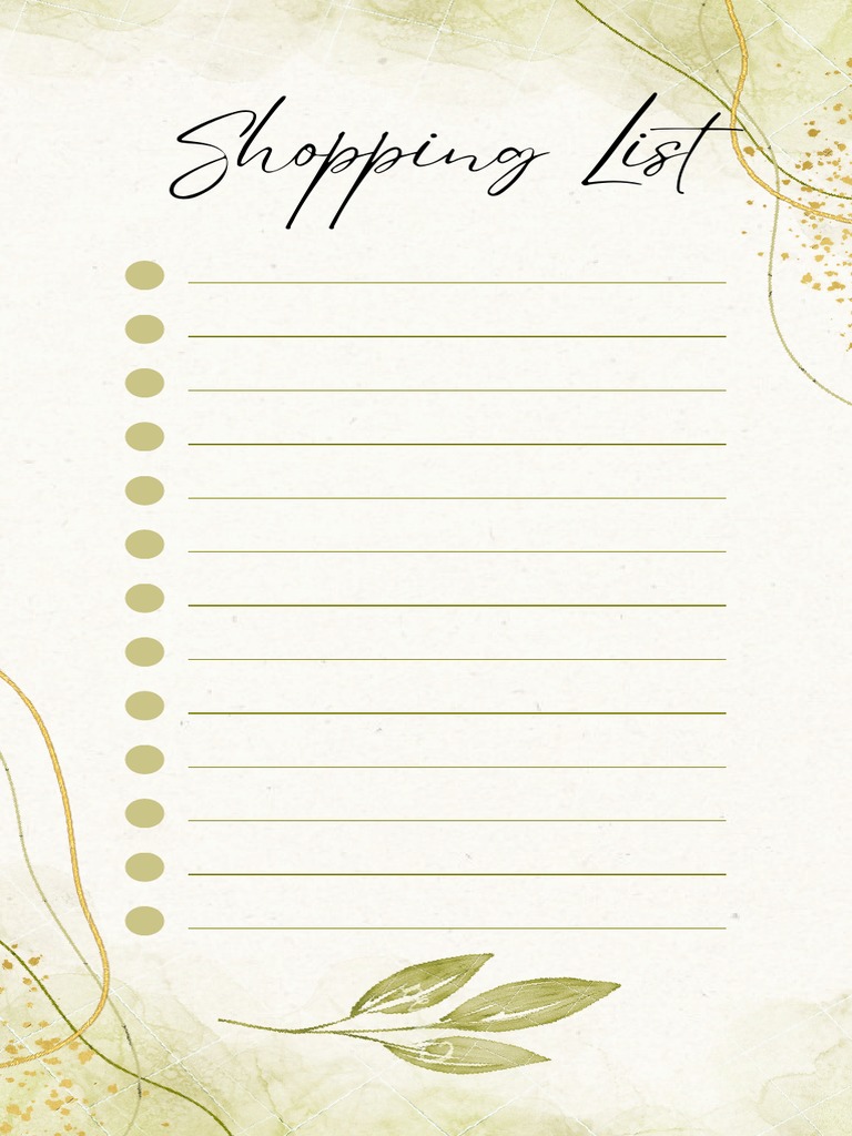 Light Green Aesthetic Watercolor Shopping List | PDF