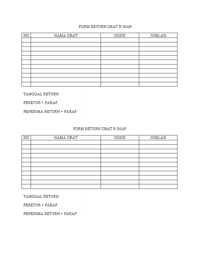 Form Return Obat | PDF | Pengelolaan Keuangan & Uang | Hukum