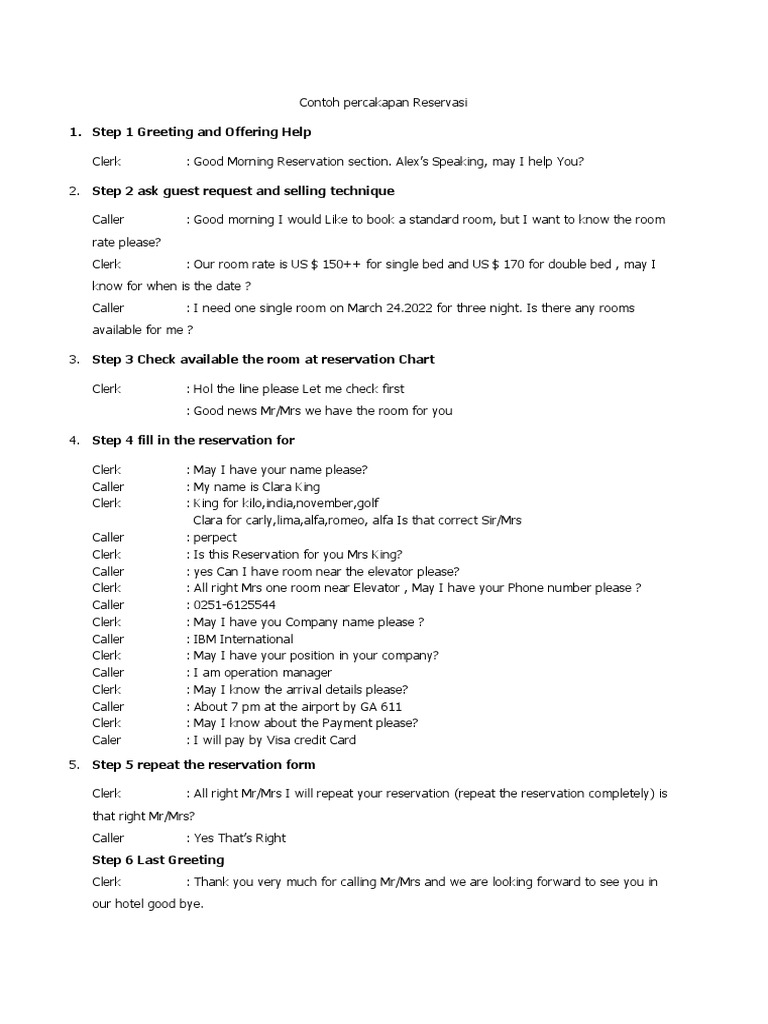 Reservasi Kamar Hotel: Langkah-Langkah Penanganan Pemesanan Kamar ...