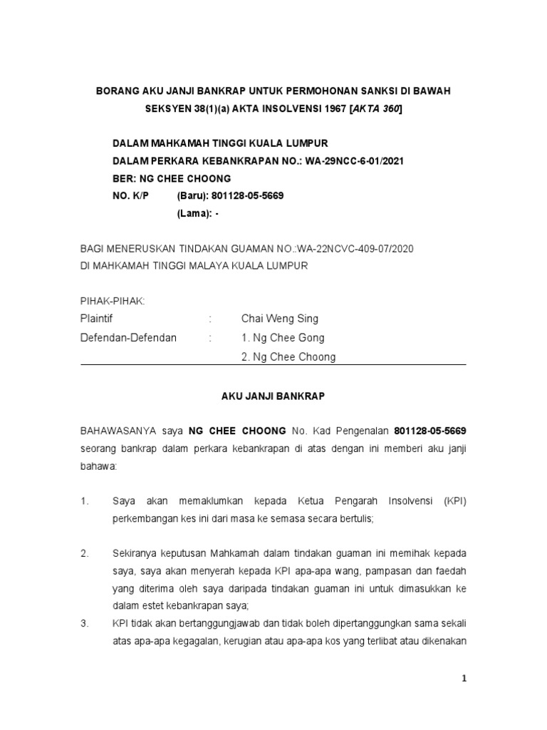 Borang Aku Janji Bankrap | PDF