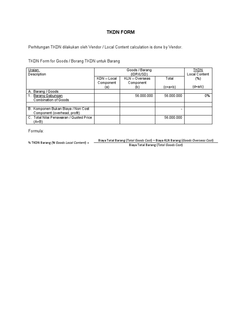TKDN Form Goods | PDF