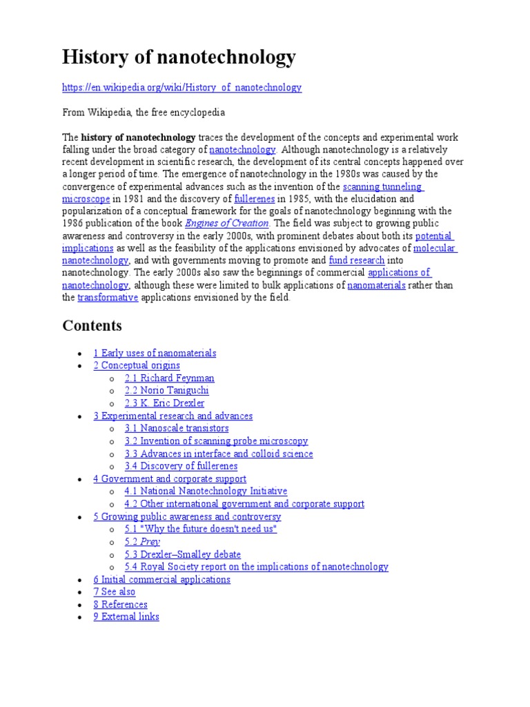 Timeline of Nanotechnology Development | PDF | Nanotechnology ...