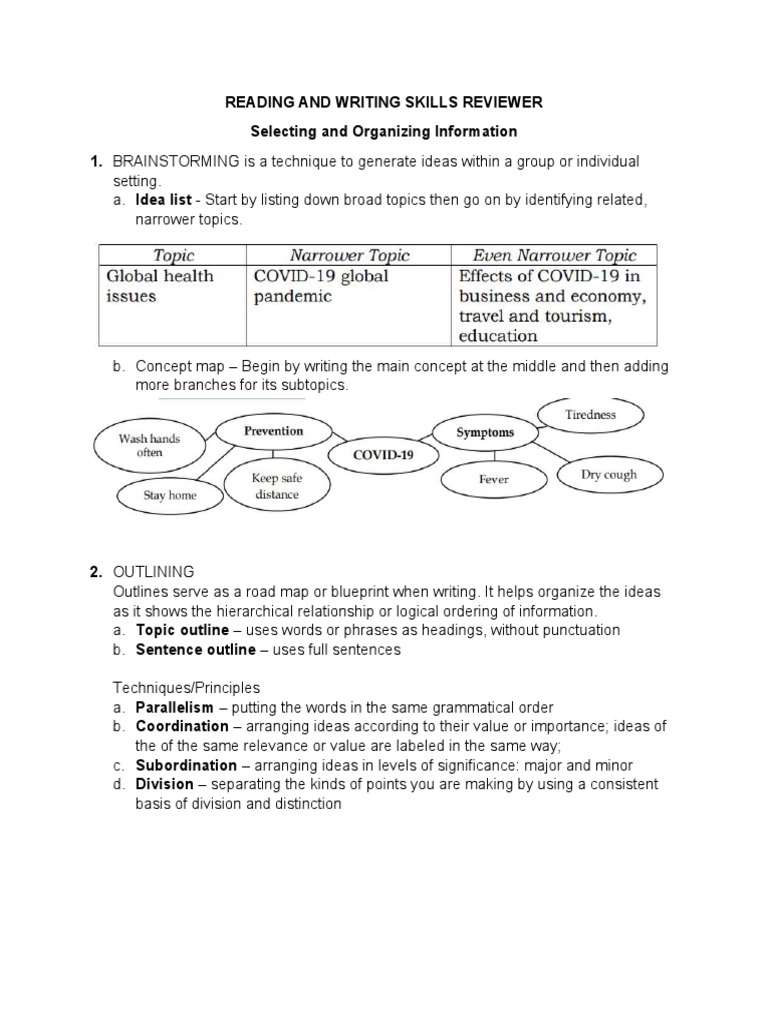 Reading and Writing Skills Reviewer | PDF | Hierarchy | Proofreading