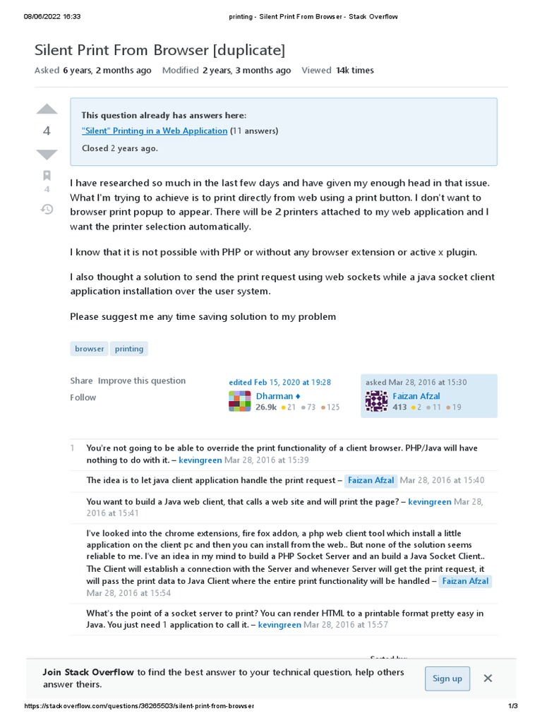 Silent Printing from a Web Browser: Solutions for Disabling the Print Dialog Box | PDF | World ...