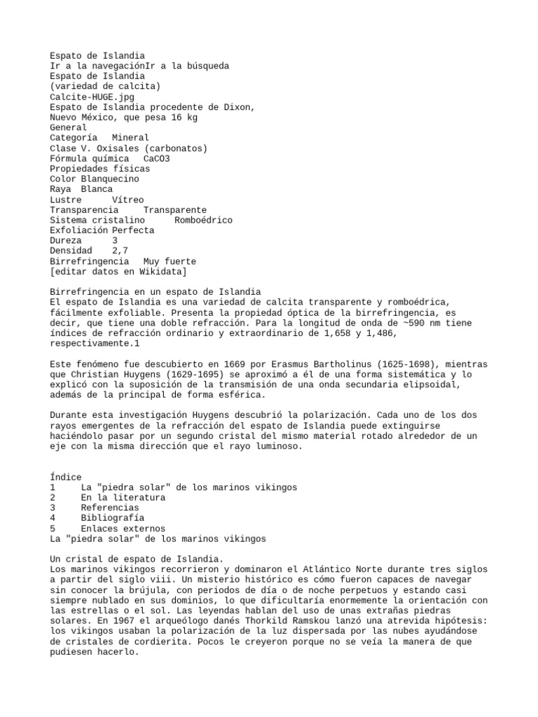 Espato de Islandia | PDF | Radiación electromagnética | Mineralogía