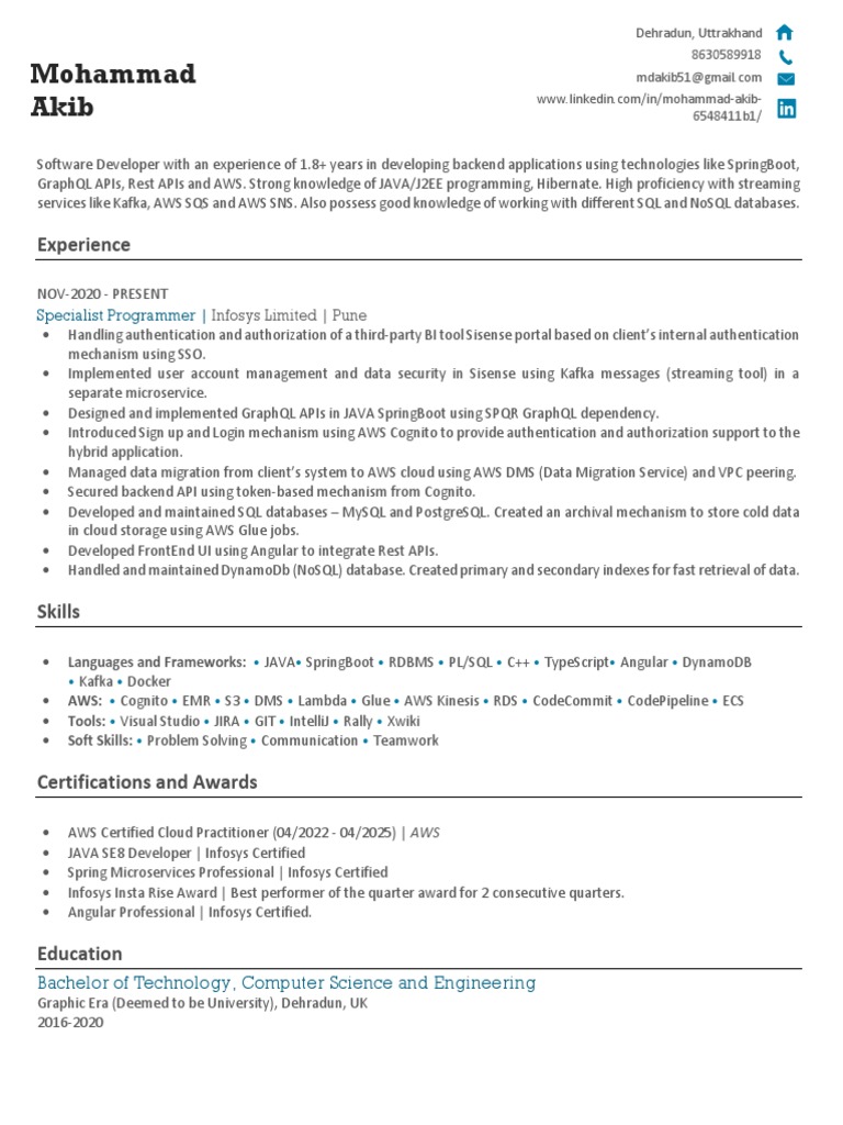 Backend Developer with AWS Expertise | PDF | Amazon Web Services ...