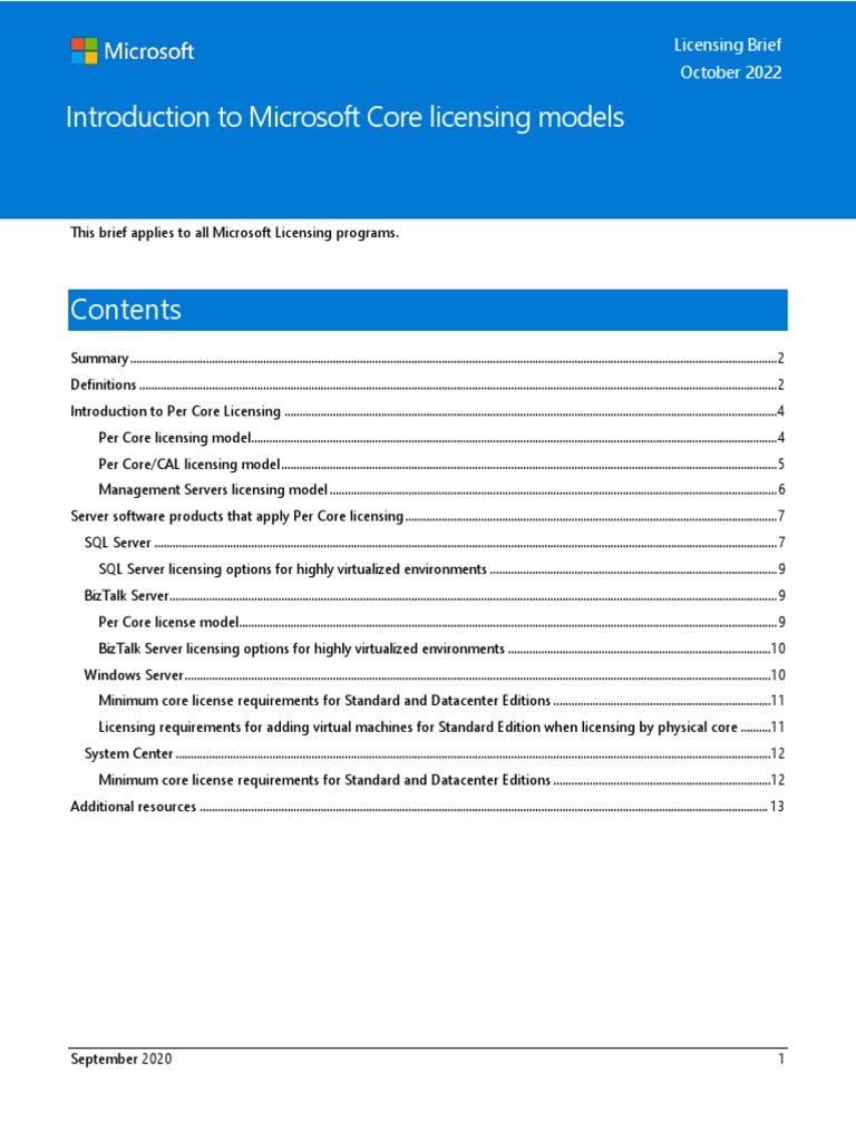 Licensing Brief PLT Introduction To Microsoft Core Licensing Oct2022 | PDF | Hyper V | Virtual ...