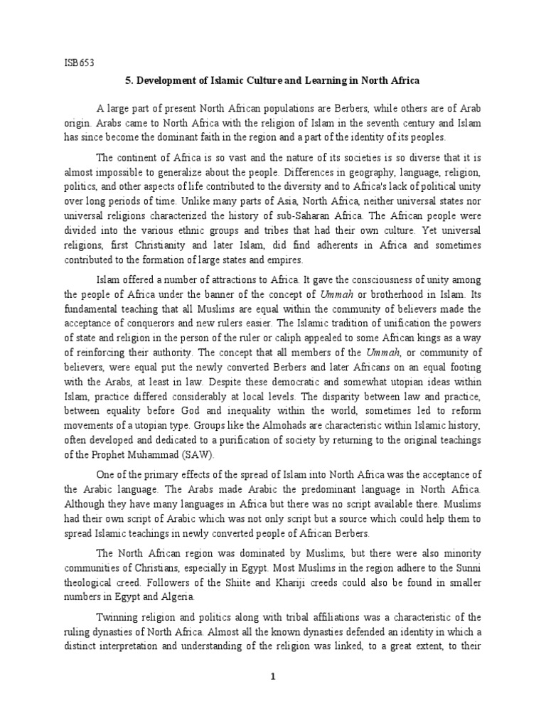 Development of Islamic Culture and Learning in North Africa PDF | PDF ...