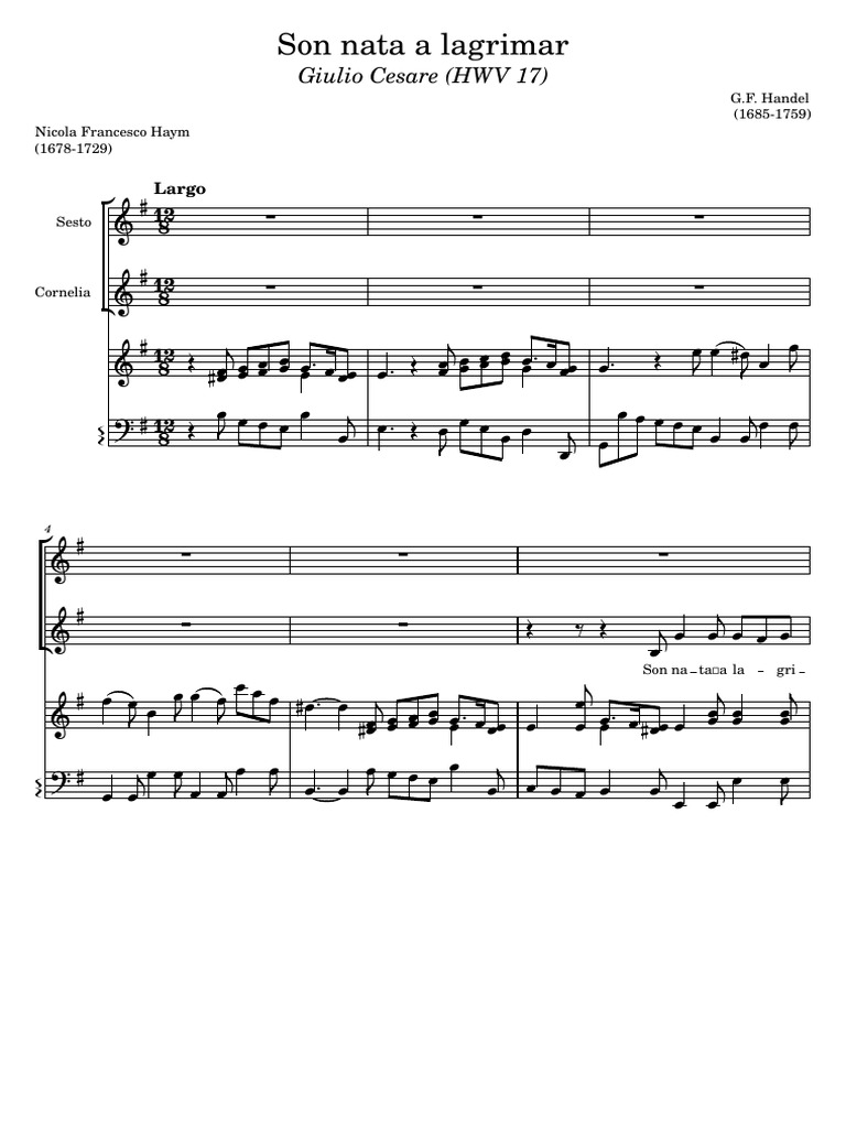 Handel, Son Nata Lagrimar | PDF | Compositions | Cleopatra