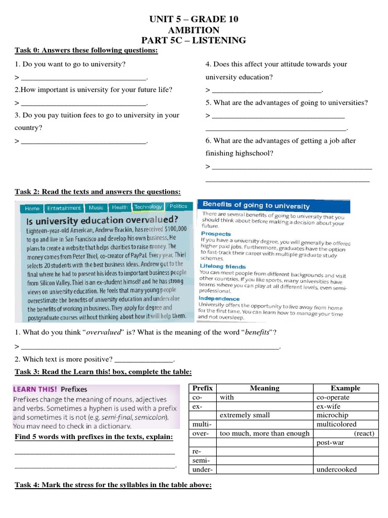 Grade 10 - Unit 5E - Prefixes | PDF | Human Communication | Cognitive ...