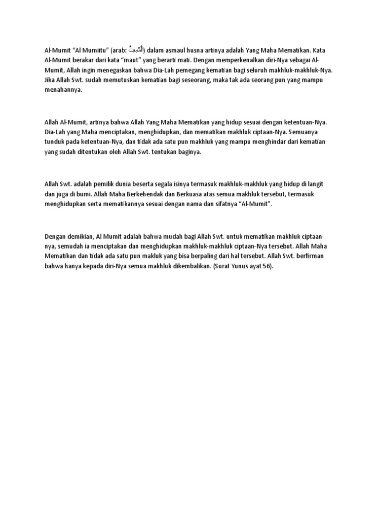 Al-Mumit "Al Mu-WPS Office | PDF