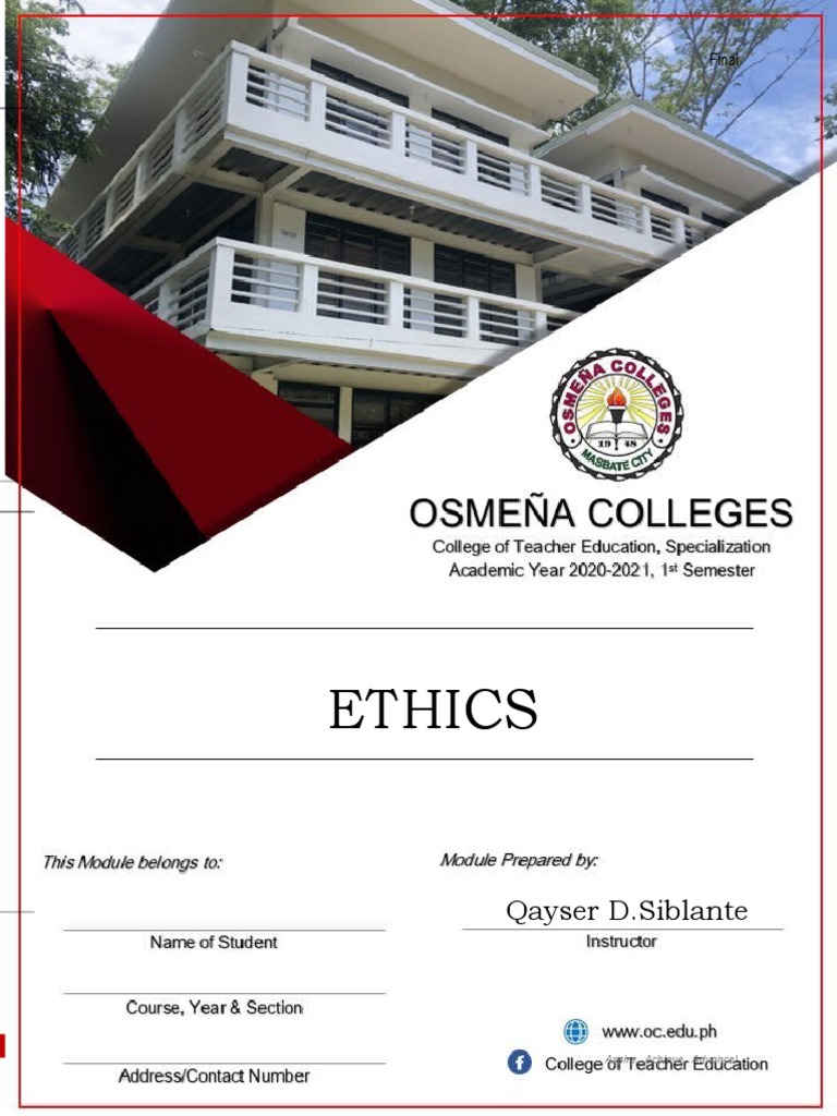 Ethics Final Module | PDF | Virtue | Virtue Ethics