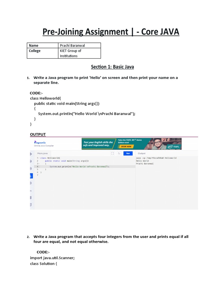 Prachi Java Assignment | PDF | String (Computer Science) | Computer Science Prachi Java Assignment | PDF | String (Computer Science) | Computer Science