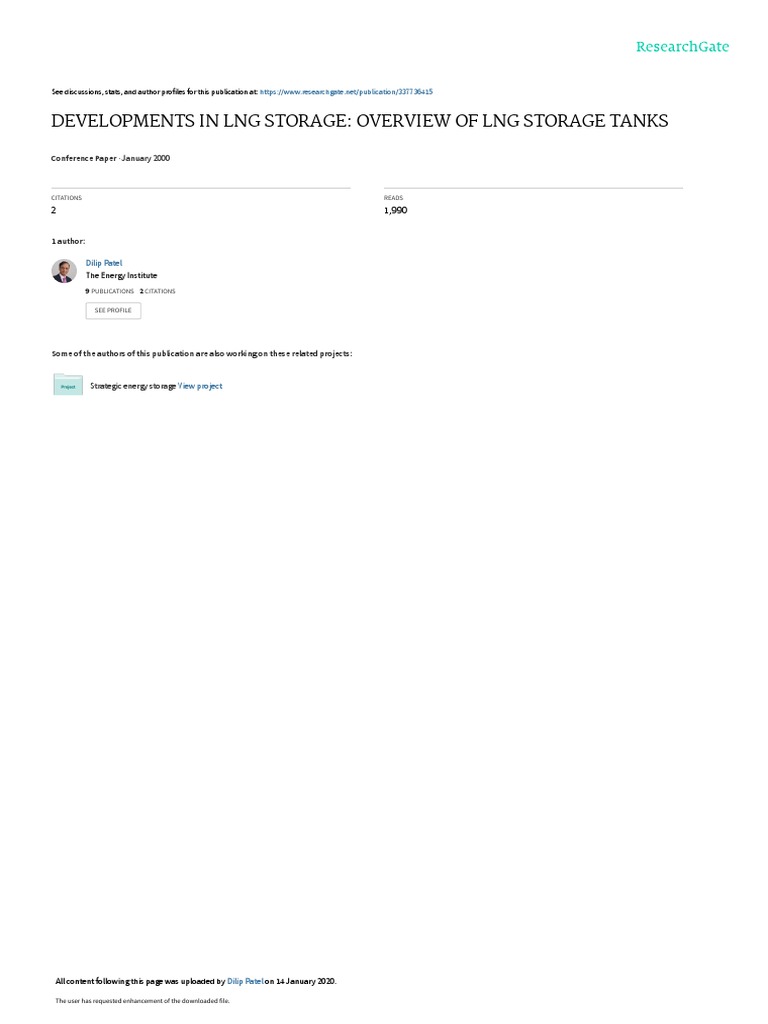 Developments in LNG Storage Overview of LNG Storag PDF | Download Free PDF | Liquefied Natural ...