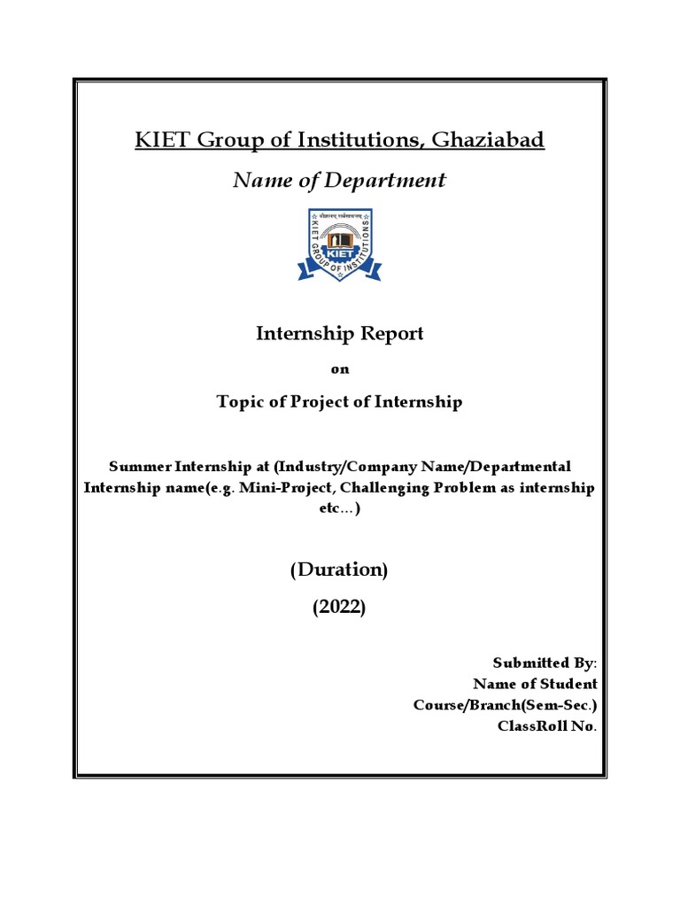 Format Internship Report 2022 | PDF