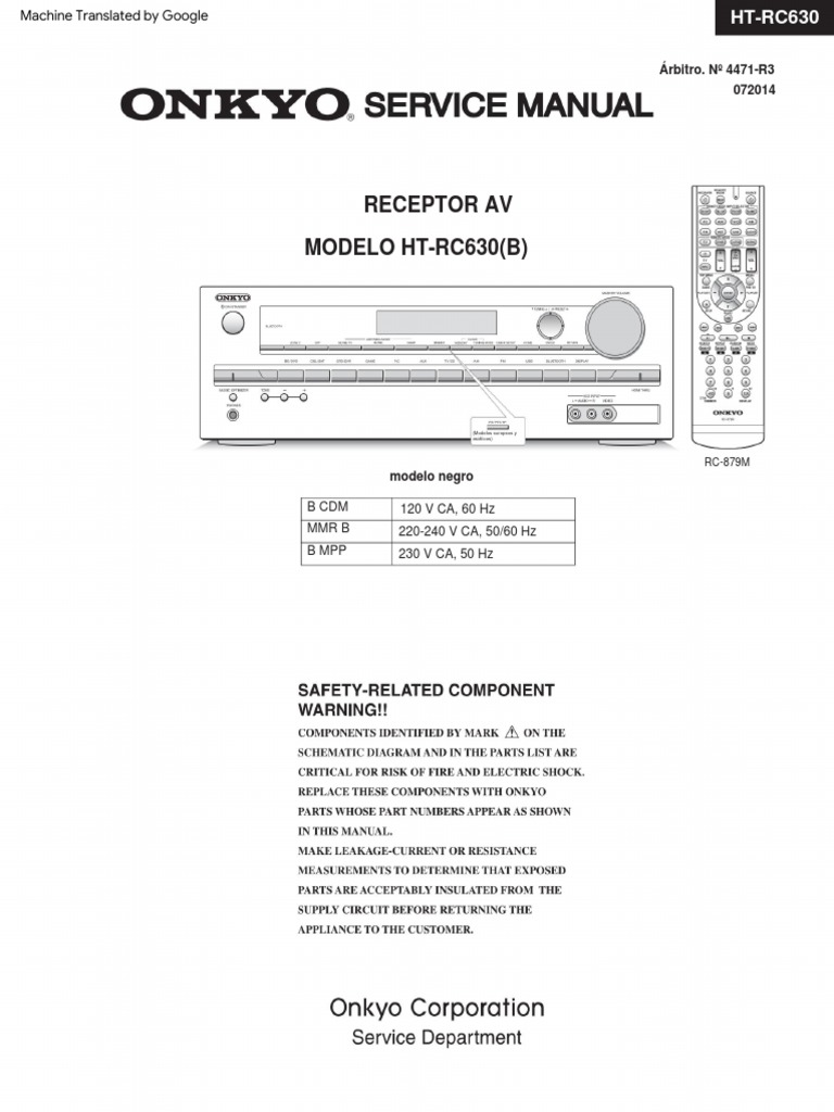 Manual de Servicio Onkyo HT-R393 | PDF | Resolución de pantalla | Grabación