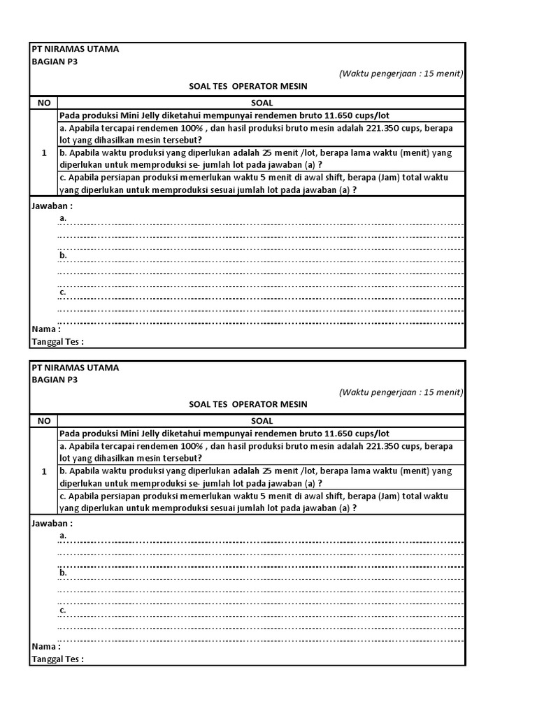 Soal Tes Operator | PDF