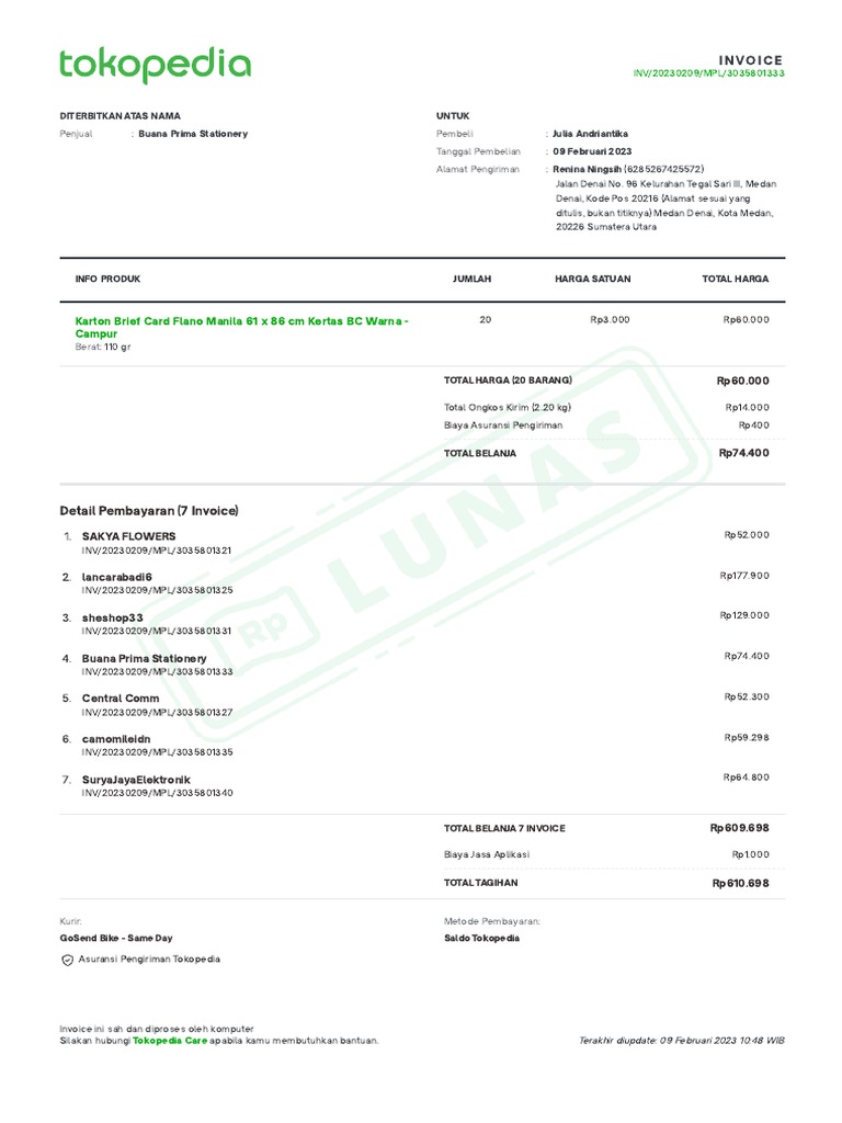 INVOICE TOKOPEDIA | PDF