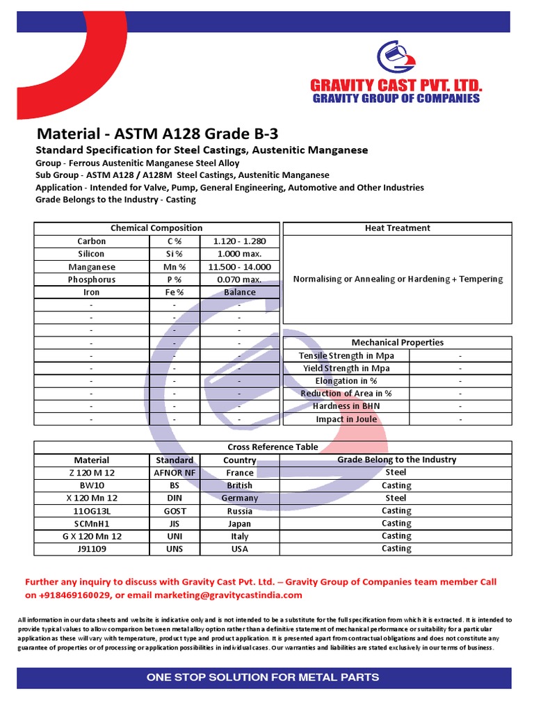 ASTM A128 Grade B-3 PDF | PDF | Steel | Manganese