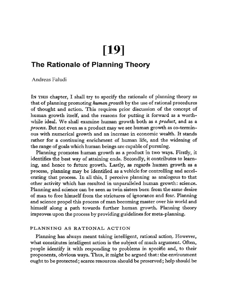 The Rationale of Planning Theory - Andreas Faludi | PDF | Rationality ...