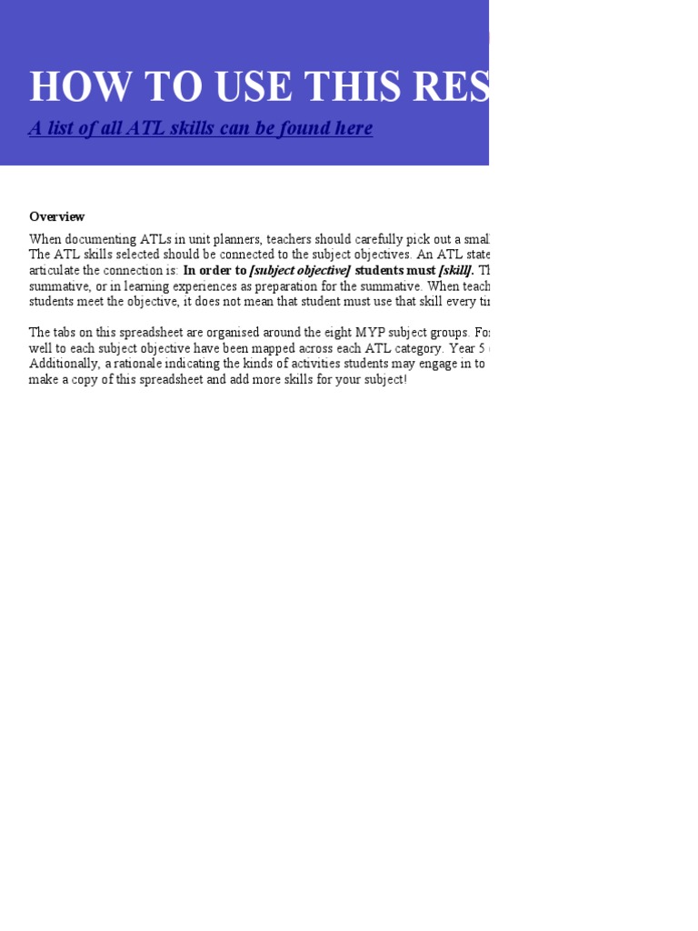 (TODDLE) Mapping ATLs For MYP Subjects | PDF | Hypothesis | Scientific ...