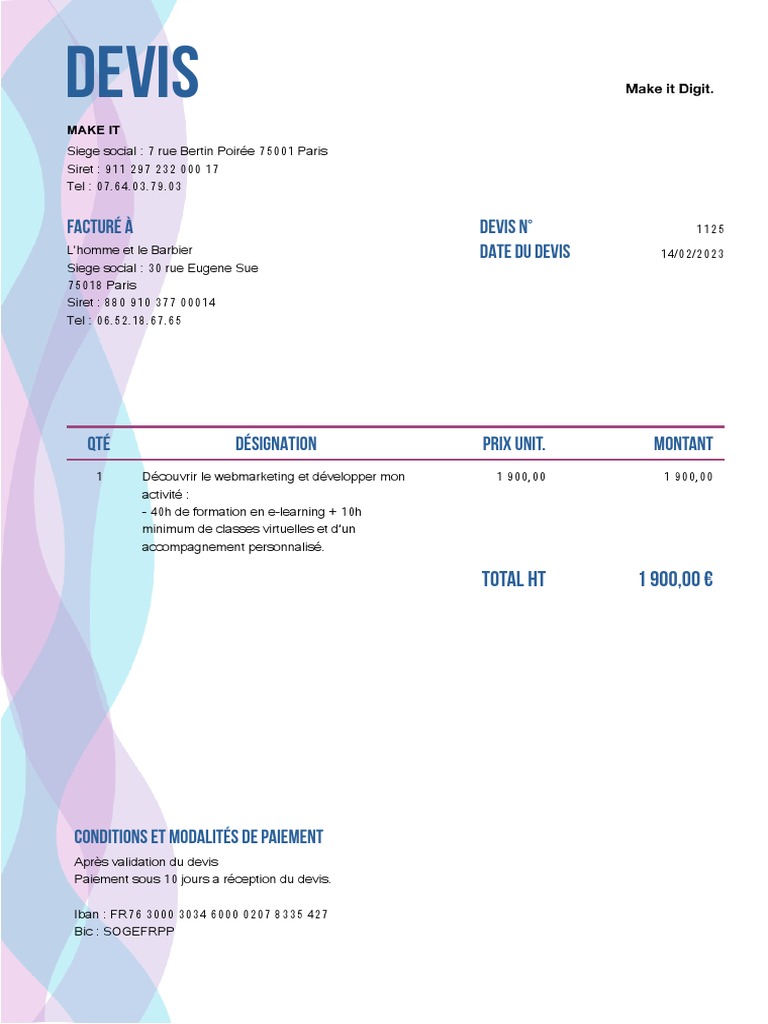 Devis Formation Webmarketing 50h | PDF