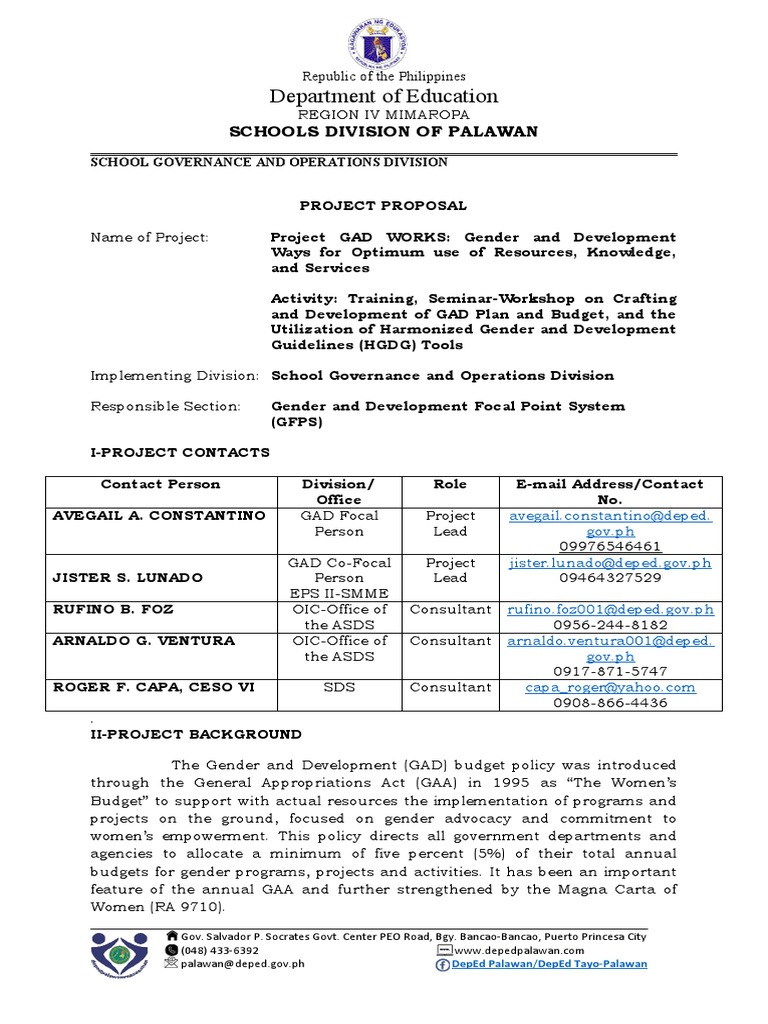 PROJECT GAD WORKS Proposal Template 1 | PDF | Egalitarianism