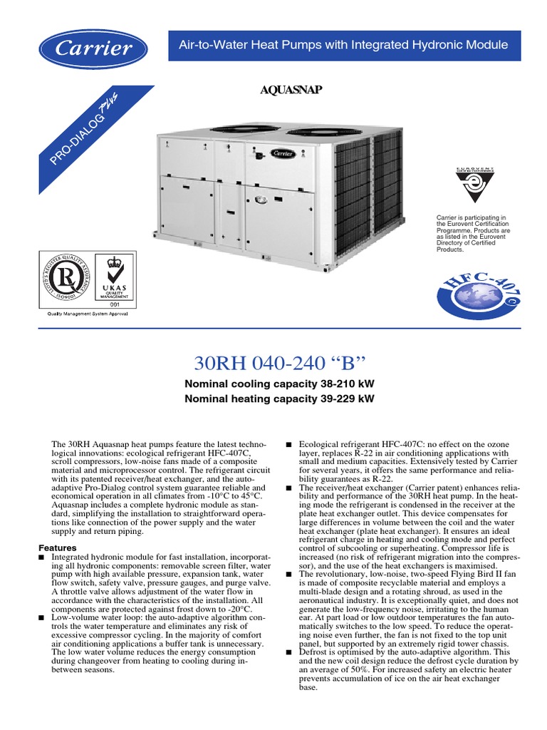 Carrier 30rh-040 | PDF | Heat Pump | Heat Exchanger