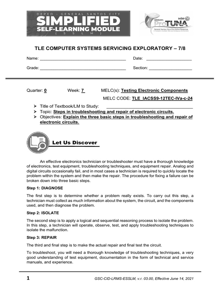 CSS 7 - 8 SSLMs 7 PDF | PDF | Troubleshooting | Digital Electronics