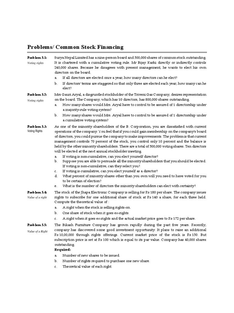 Common Stock Financing Problems | PDF | Stocks | Dividend
