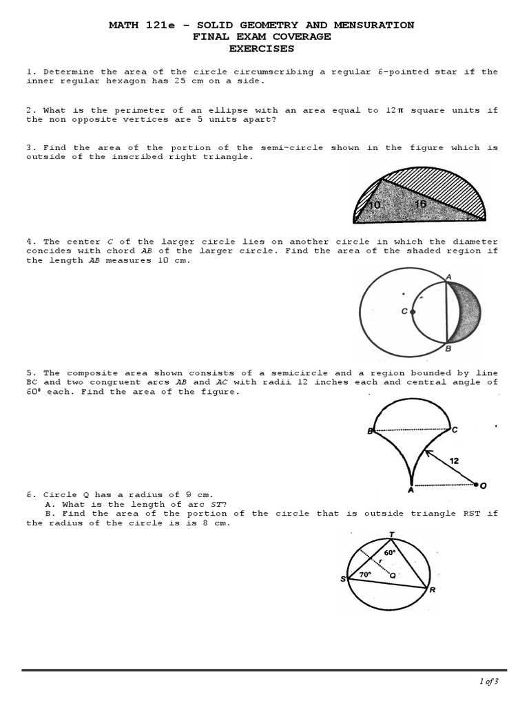 EXERCISE IN Solid Geometry and Mensuration | PDF