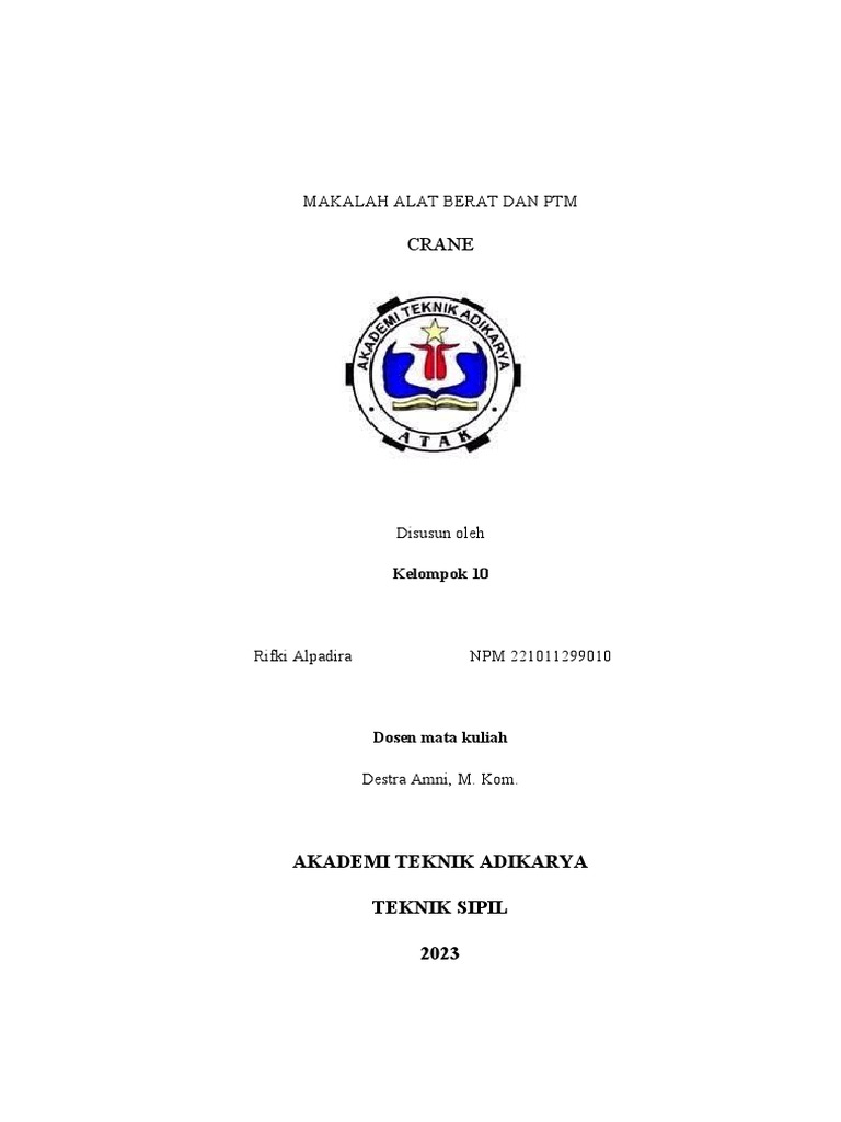 Perawatan dan Pemeliharaan PTM Crane | PDF