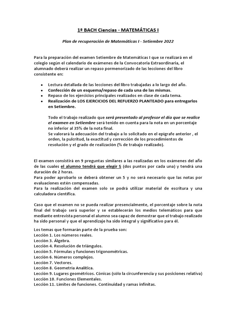 Repaso Matematicas 1 Bach | PDF | Logaritmo | Raíz cuadrada