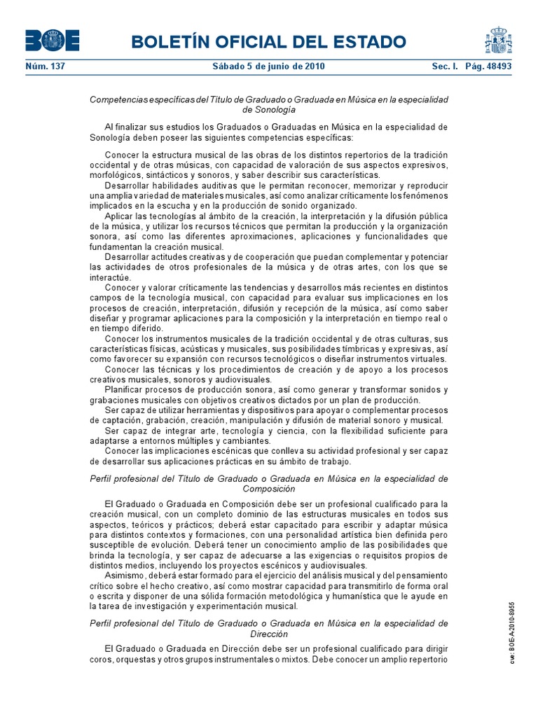 BOE competencias en ES 14 | PDF | Composiciones Musicales