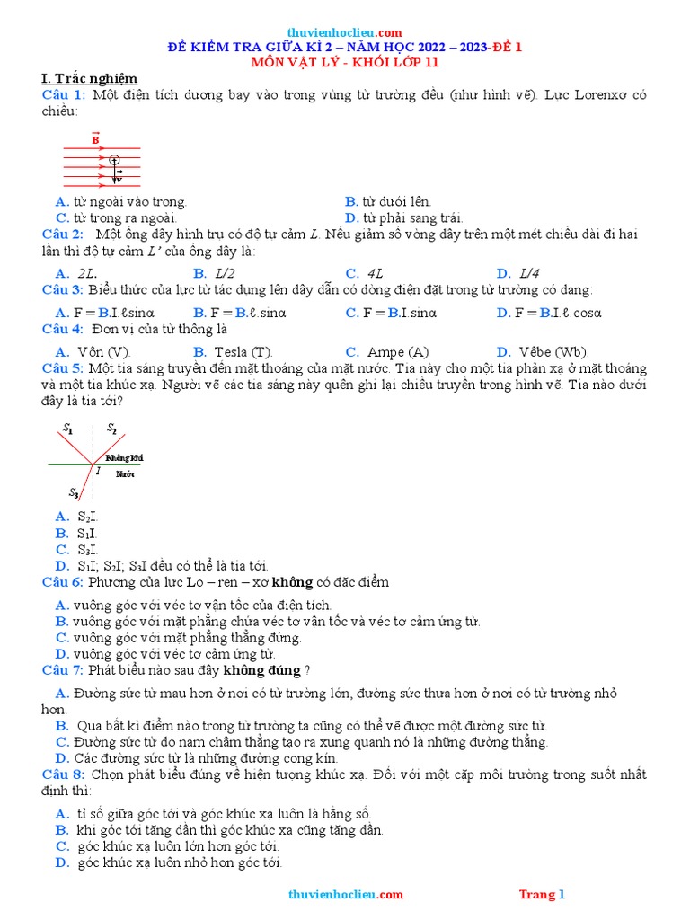 thuvienhoclieu.com-Bo-de-thi-giua-HK2-Vat-Li-11-22-23.docx | PDF