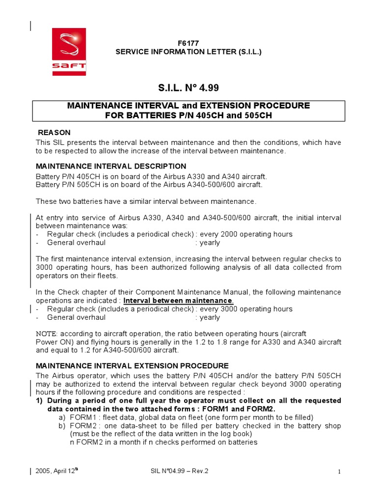 Battery maintenance interval extension | PDF | Aviation | Aircraft