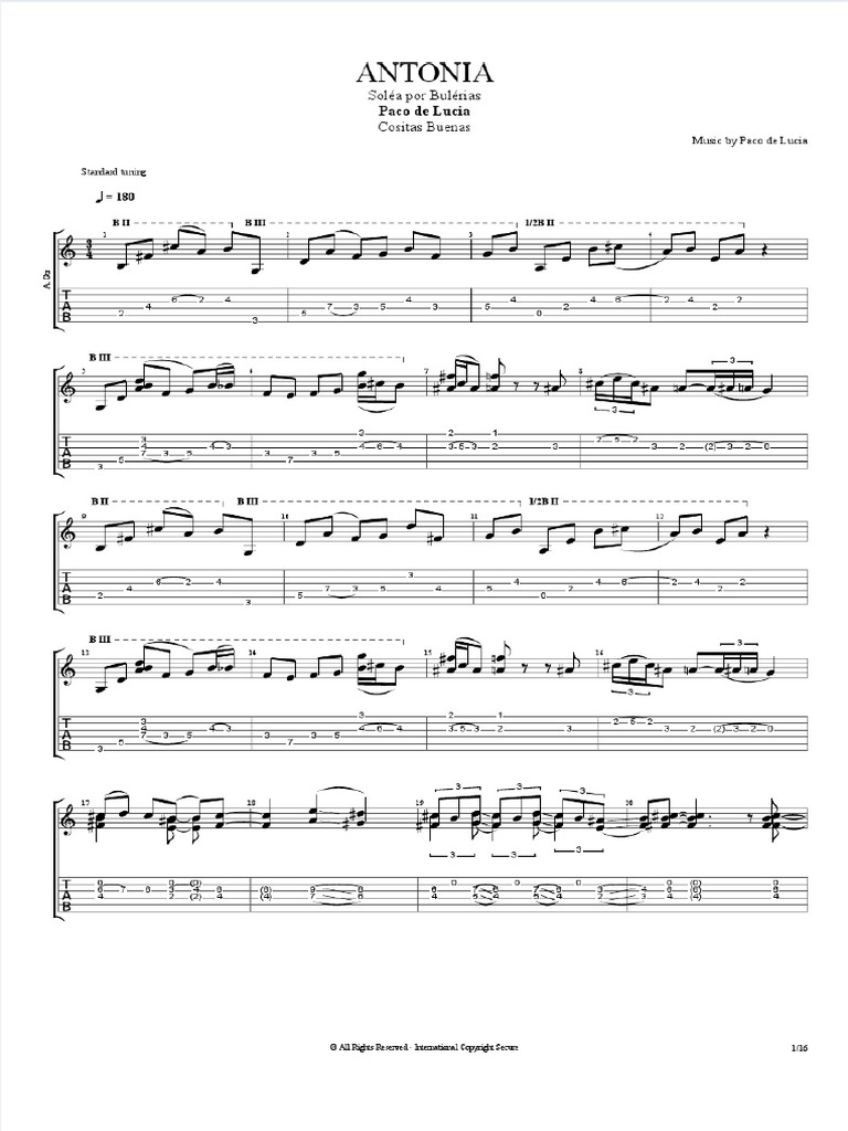 Paco de Lucia Antonia Tab | PDF
