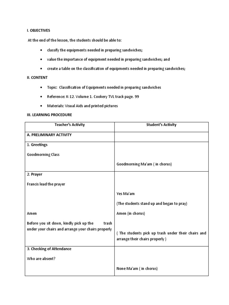 He Lesson Plan | PDF | Grilling | Cognition