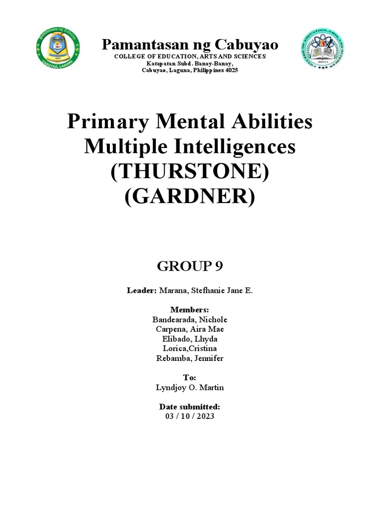 Primary Mental Abilities | PDF | Intelligence | Cognitive Science