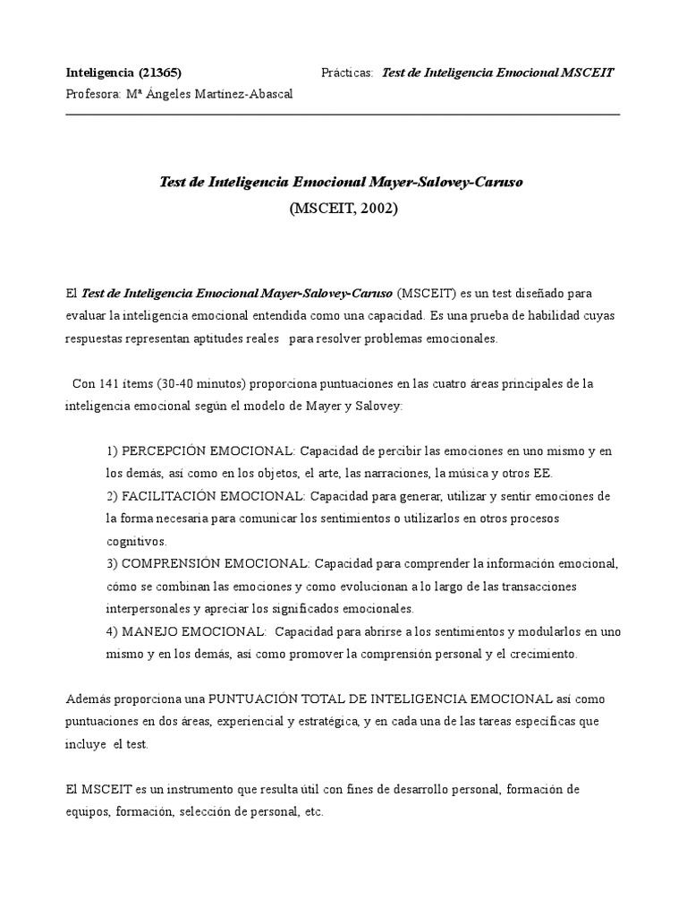 Test MSCEIT | PDF | Inteligencia | Las emociones