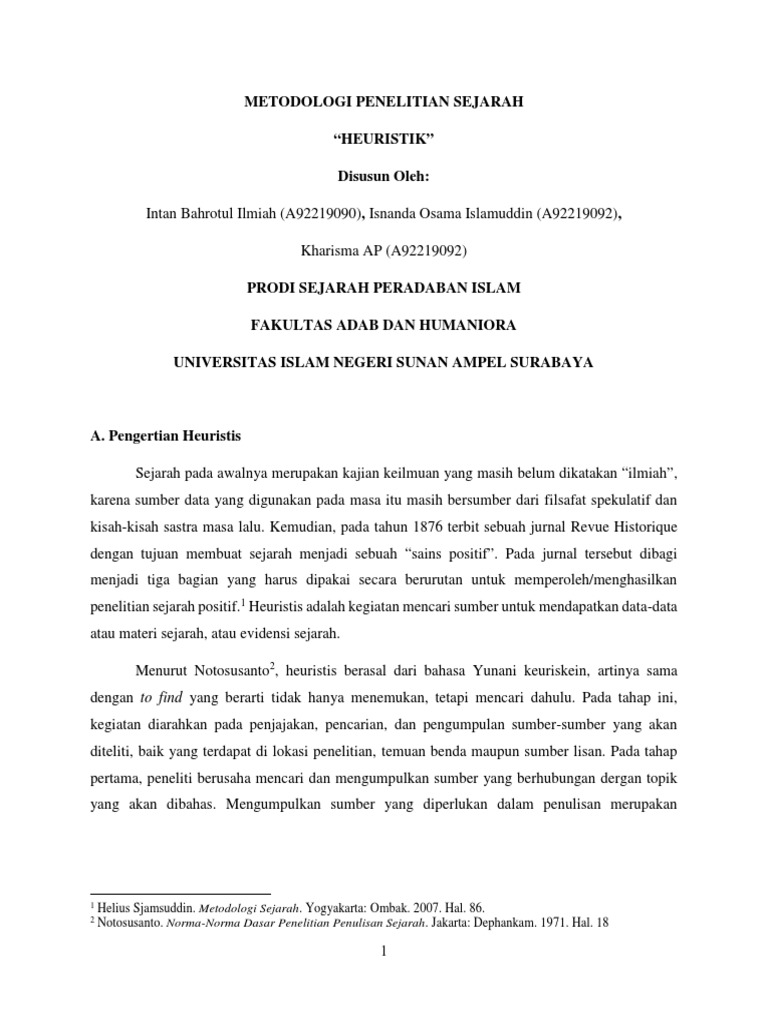 Metodologi Heuristik Sejarah | PDF
