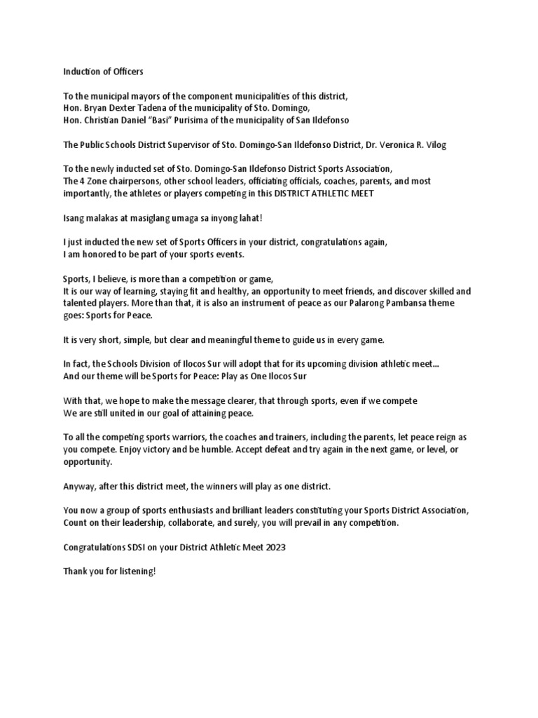 Induction of Officers | PDF