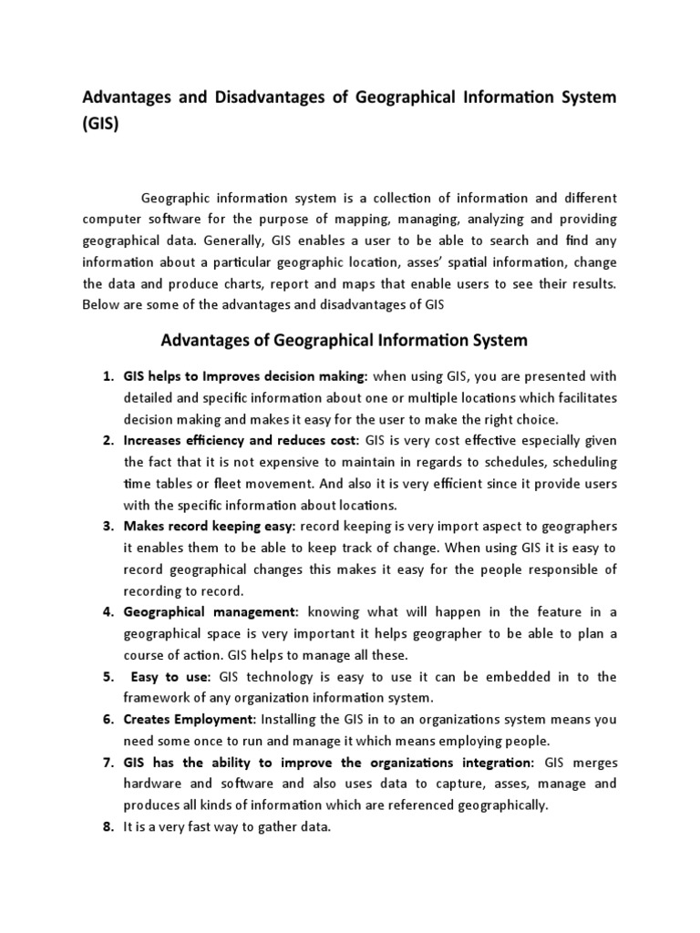 GIS Pros and Cons for Geographers | PDF | Geographic Information System ...