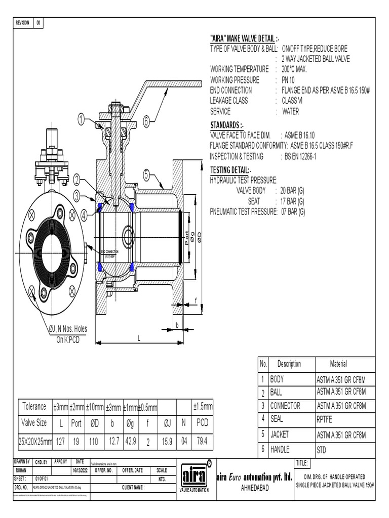 AEAPL-DRG-22-JACKETED BALL VALVE-BV-20-Model (6) | PDF | Valve ...