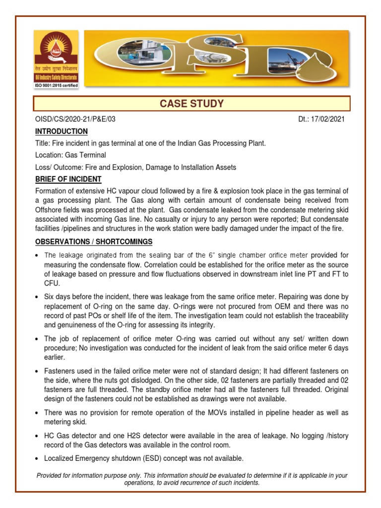 Gas Terminal Fire Incident Analysis | PDF | Leak | Gases