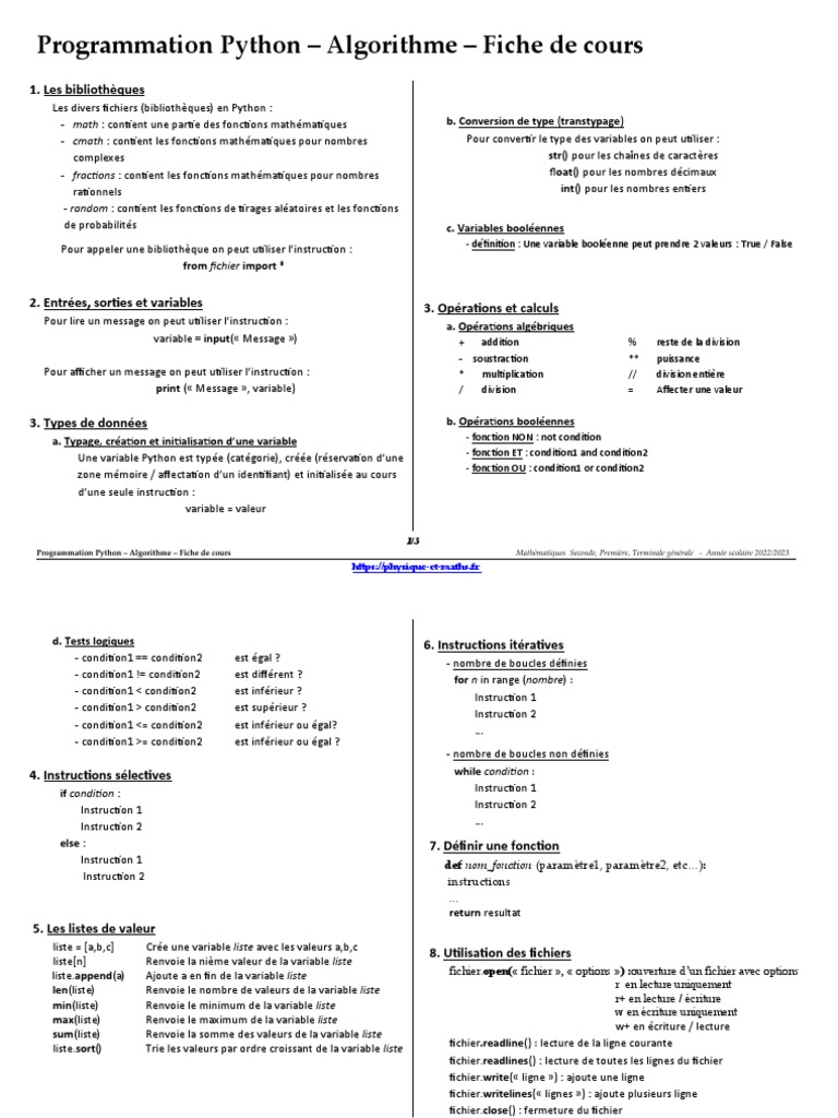 Python Algorithmes | PDF | Python (Langage de programmation) | Division