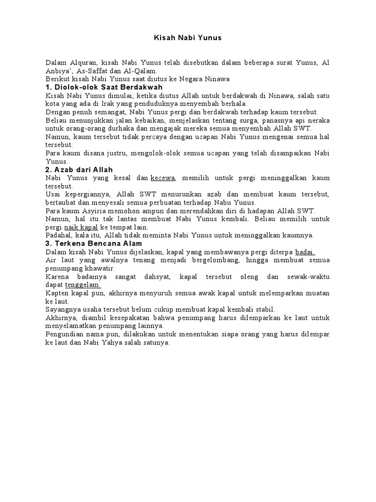 Kisah Nabi Yunus | PDF