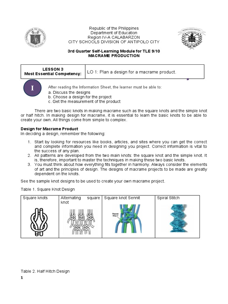 Macrame Project Planning and Design | PDF | Rope | Knot