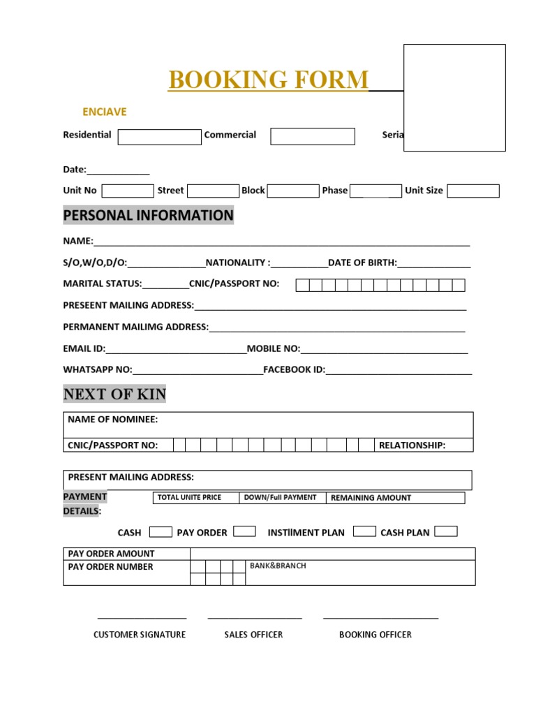 Booking Form | PDF